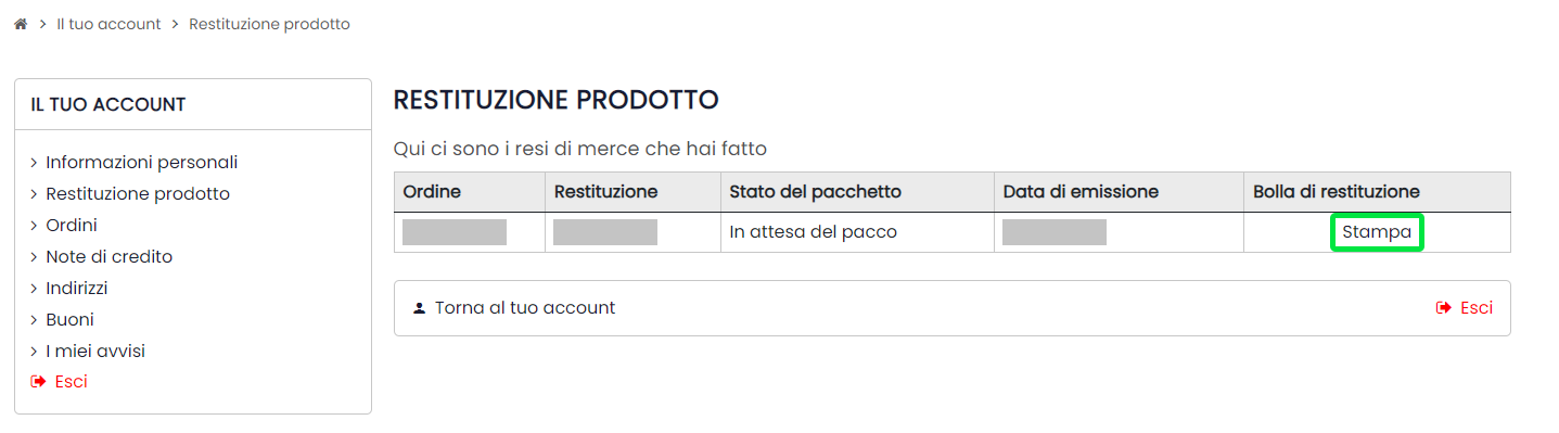 Resi e Rimborsi | GS Farma